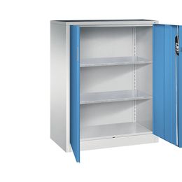 C+P Werkstatt-Beistellschrank mit Flügeltüren, HxBxT 1200 x 930 x 500 mm, lichtgrau / lichtblau