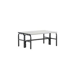Sypro Umkleidebank, doppelseitig, Aluminiumleisten, Edelstahlgestell, Länge 1015 mm