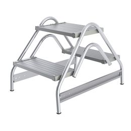MUNK Aluminium-Arbeitspodest, Stufen aus geriffeltem Aluminium, beidseitig begehbar, 2 Stufen