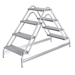 MUNK Aluminium-Arbeitspodest, Stufen aus geriffeltem Aluminium, beidseitig begehbar, 4 Stufen