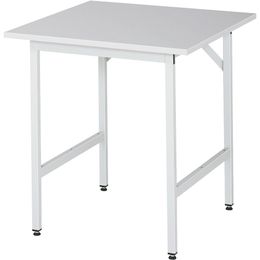 Rau Arbeitstisch, höhenverstellbar, Gestell 30 x 30 mm, melaminharzbeschichtete Platte, BxT 750 x 800 mm, lichtgRau