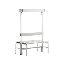 Sypro Umkleidebank mit Aluminiumleisten, HxT 1650 x 725 mm, doppelseitig, Länge 1015 mm, 6 Haken, lichtgrau