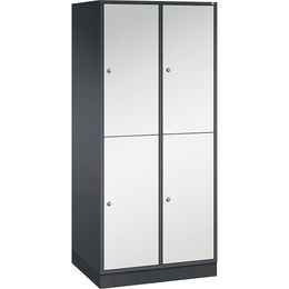 C+P Doppelstock-Spind Intro, 2 Abteile, schwarzgrau / lichtgrau, BxT 820 x 600 mm