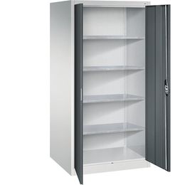 C+P Werkstatt-Fl&uuml;gelt&uuml;rschrank, HxBxT 1950 x 930 x 400 mm, lichtgrau / anthrazitgrau