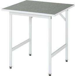 Rau Arbeitstisch, höhenverstellbar, Gestell 30 x 30 mm, Linoleumplatte, BxT 750 x 800 mm, lichtgRau