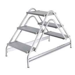 MUNK Aluminium-Arbeitspodest, Stufen aus geriffeltem Aluminium, beidseitig begehbar, 3 Stufen