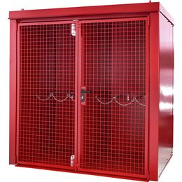 eurokraft pro Gasflaschencontainer mit Trennwand, feuerbeständig, für 35 Flaschen mit Ø 230 mm, rot