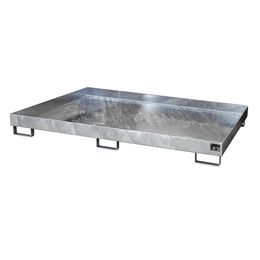 eurokraft pro Regal-Bodenwanne, 240 l Auffangvolumen, LxBxH 2150 x 1300 x 225 mm, ohne Gitterrost, feuerverzinkt
