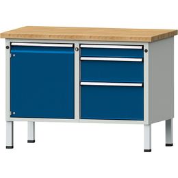 ANKE Kompaktwerkbank, BxT 1140 x 650 mm, 1 Schrank, 3 Schubladen, stationär