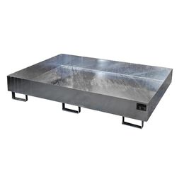 eurokraft pro Regal-Bodenwanne, 257 l Auffangvolumen, LxBxH 1750 x 1300 x 250 mm, ohne Gitterrost, feuerverzinkt