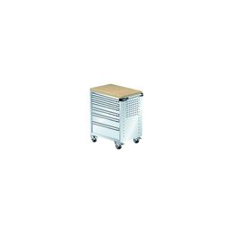 LISTA Werkstattwagen, mit Multiplex-Holzabdeckung 40 mm, 6 Schubladen, grau