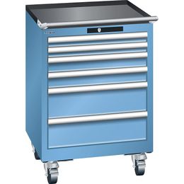 LISTA Schubladenschrank, fahrbar, BxT 564 x 572 mm, 6 Schubladen, lichtblau