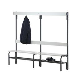 Sypro Umkleidebank mit Aluminiumleisten, HxT 1650 x 375 mm, einseitig, Länge 2000 mm, 6 Haken, anthrazit, Schuhrost