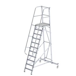 eurokraft pro Alu-Plattformleiter, fahrbar, 11 Stufen