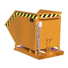 eurokraft pro Kippmulde mit Klappmechanismus, kastenförmig, Volumen 0,25 m³, orange RAL 2000