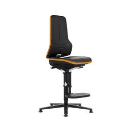 bimos NEON Arbeitsdrehstuhl ESD, Gleiter, Aufstiegshilfe, Synchronmechanik, Kunstleder, Flexband orange