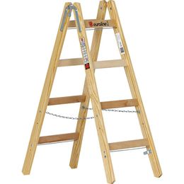Euroline Holz-Sprossen-Stehleiter, mit Eimerhaken, 2 x 4 Sprossen