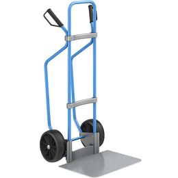 eurokraft pro Sackkarre mit Kufen, blau, Schaufel-BxT 450 x 500 mm, verzinkt, Vollgummibereifung, ab 5 Stk