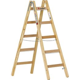 Euroline Holz-Sprossen-Stehleiter, mit Eimerhaken, 2 x 5 Sprossen
