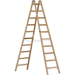 Euroline Holz-Sprossen-Stehleiter, mit Eimerhaken, 2 x 10 Sprossen