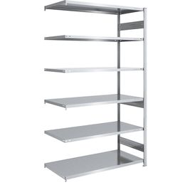 eurokraft pro Lager-Steckregal, verzinkt, HxB 2500 x 1300 mm, mit 6 Stahlböden, Anbauregal, Fachlast 240 kg, Tiefe 800 mm