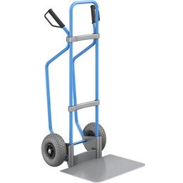 eurokraft pro Sackkarre mit Kufen, blau, Schaufel-BxT 450 x 500 mm, verzinkt, PU-Bereifung, ab 5 Stk