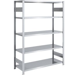 eurokraft pro Lager-Steckregal, verzinkt, HxB 2000 x 1300 mm, mit 5 Stahlböden, Grundregal, Fachlast 240 kg, Tiefe 600 mm