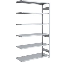 eurokraft pro Lager-Steckregal, verzinkt, HxB 2500 x 1300 mm, mit 6 Stahlböden, Anbauregal, Fachlast 240 kg, Tiefe 600 mm