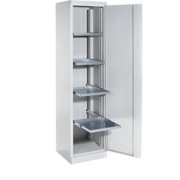 eurokraft pro Materialschrank, Breite 500 mm, 4 Ausziehböden, Tür lichtgrau
