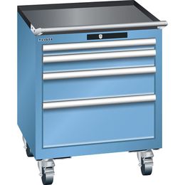 LISTA Schubladenschrank, fahrbar, BxT 564 x 572 mm, 4 Schubladen, lichtblau