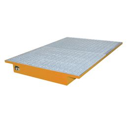 eurokraft pro Regal-Einhängewanne, mit verzinktem Gitterrost, LxB 1750 x 1250 / 915 mm, orange lackiert