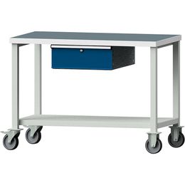 ANKE Kompaktwerkbank, BxT 1140 x 650 mm, 1 Schublade, Universalplatte, fahrbar