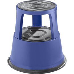 eurokraft pro Rollhocker aus stabilem Stahlblech, Tragf&auml;higkeit 150 kg, H&ouml;he belastet 420 mm, blau, ab 10 Stk