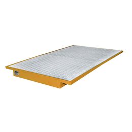 eurokraft pro Regal-Einhängewanne, mit verzinktem Gitterrost, LxB 2150 x 1250 / 915 mm, orange lackiert