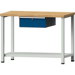 ANKE Kompaktwerkbank, BxT 1140 x 650 mm, 1 Schublade, Buchemassivplatte, ohne Rollen