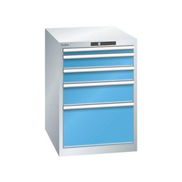 LISTA Schubladenschrank, Stahlblech, HxB 800 x 564 mm, 5 Schubladen, lichtgrau / lichtblau