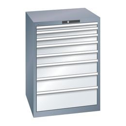 LISTA Schubladenschrank, Stahlblech, HxB 1000 x 717 mm, 8 Schubladen, grau metallic / lichtgrau