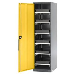 ASECOS Labor-Chemikalienschrank, 1-türig, hoch, 6 Auszüge, ohne Sichtfenster, gelb