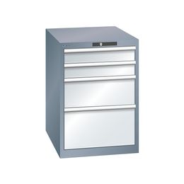 LISTA Schubladenschrank, Stahlblech, HxB 800 x 564 mm, 4 Schubladen, grau metallic / lichtgrau