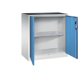 C+P Werkstatt-Beistellschrank mit Flügeltüren, Breite x Tiefe 930 x 500 mm, lichtgrau / lichtblau