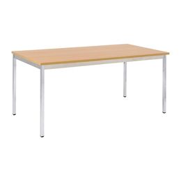 eurokraft basic Mehrzwecktisch, rechteckig, BxH 1200 x 740 mm, Tiefe 600 mm, Platte Buche-Dekor, Gestell verchromt