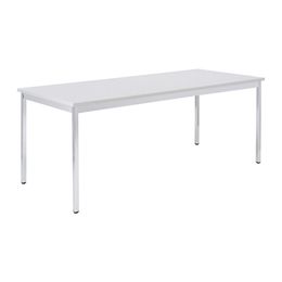 eurokraft basic Mehrzwecktisch, rechteckig, BxH 1200 x 740 mm, Tiefe 800 mm, Platte lichtgrau, Gestell verchromt