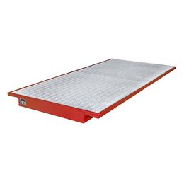eurokraft pro Regal-Einhängewanne, mit verzinktem Gitterrost, LxB 2650 x 1250 / 915 mm, rot lackiert