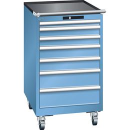 LISTA Schubladenschrank, fahrbar, BxTxH 564 x 725 x 990 mm, 7 Schubladen, lichtblau