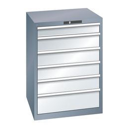 LISTA Schubladenschrank, Stahlblech, HxB 1000 x 717 mm, 6 Schubladen, grau metallic / lichtgrau