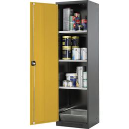 ASECOS Labor-Chemikalienschrank, 1-türig, hoch, 3 Fachböden, ohne Sichtfenster, gelb