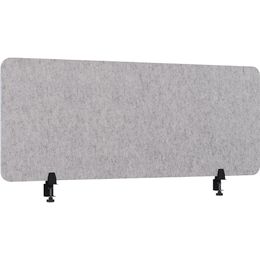 eurokraft basic Akustik-Tischtrennwand, Höhe 600 mm, hellgrau, Breite 1600 mm, ab 10 Stk