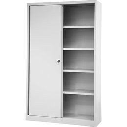 Bisley Schiebetürenschrank ECO, 4 Fachböden, 5 Ordnerhöhen, lichtgrau