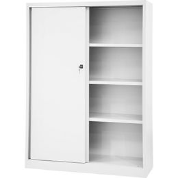 Bisley Schiebetürenschrank ECO, 3 Fachböden, 4 Ordnerhöhen, verkehrsweiß