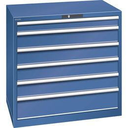 LISTA Schubladenschrank, Stahlblech, HxB 1000 x 1023 mm, 6 Schubladen, Tragkraft 200 kg, enzianblau